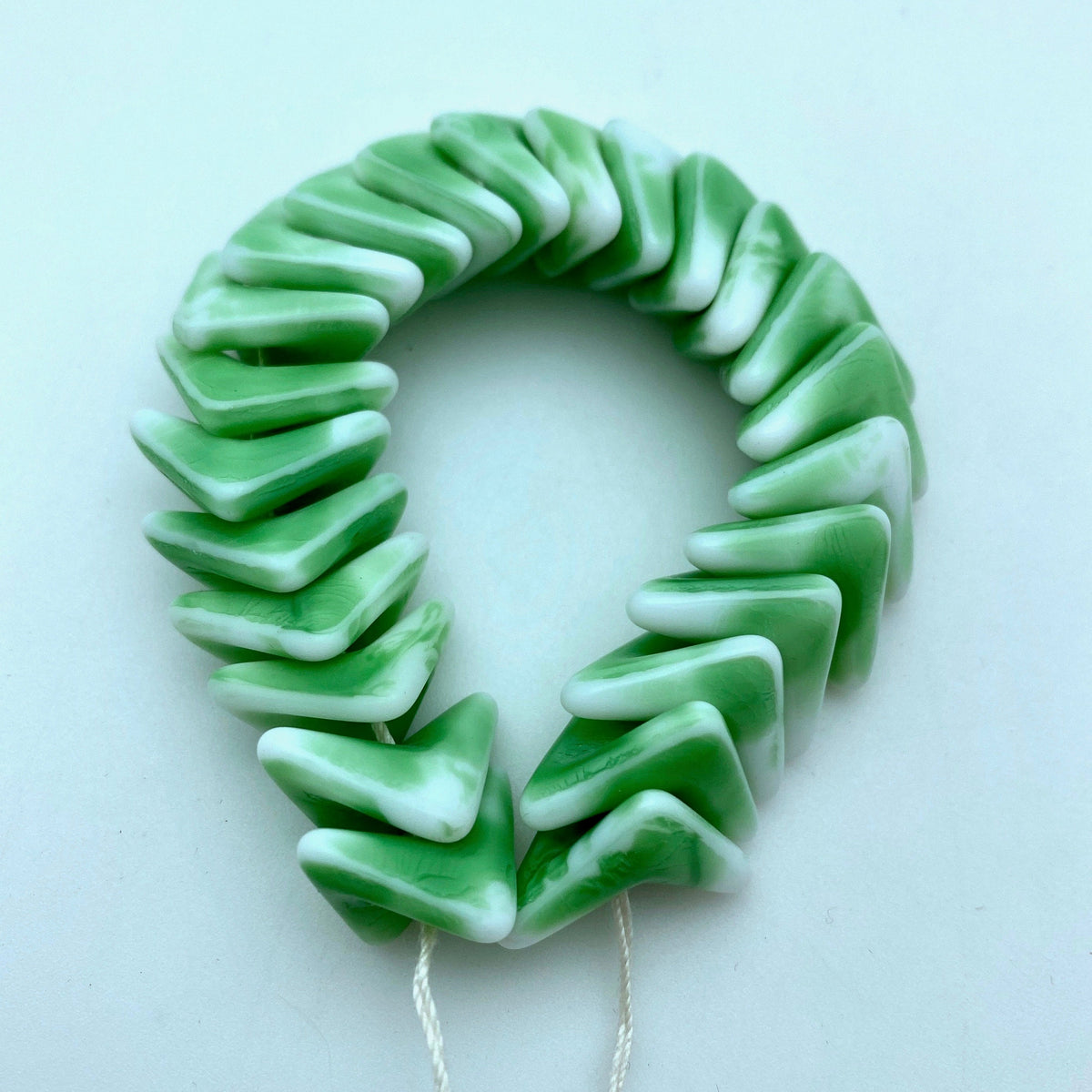 Vintage Vibrant Green & White Boomerang West German Beads (9x18mm) (GG ...